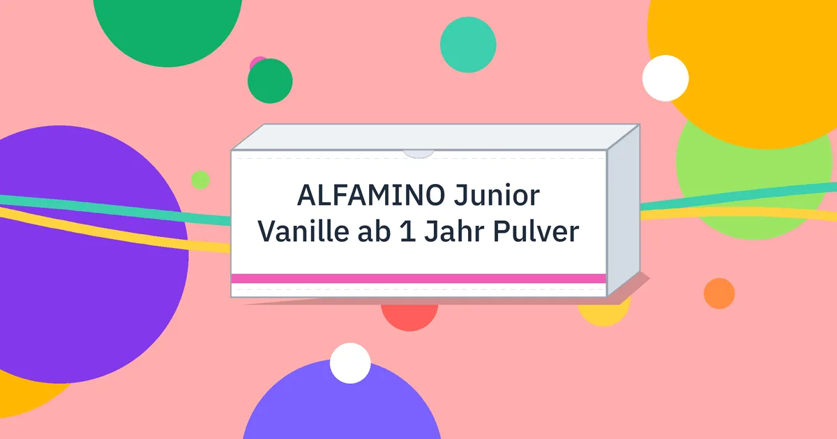 Symbolbild: Packung mit der Aufschrift ALFAMINO Junior Vanille ab 1 Jahr Pulver (PZN 19114114) – Verfügbarkeit und Bezug in Apotheken in Frankfurt am Main