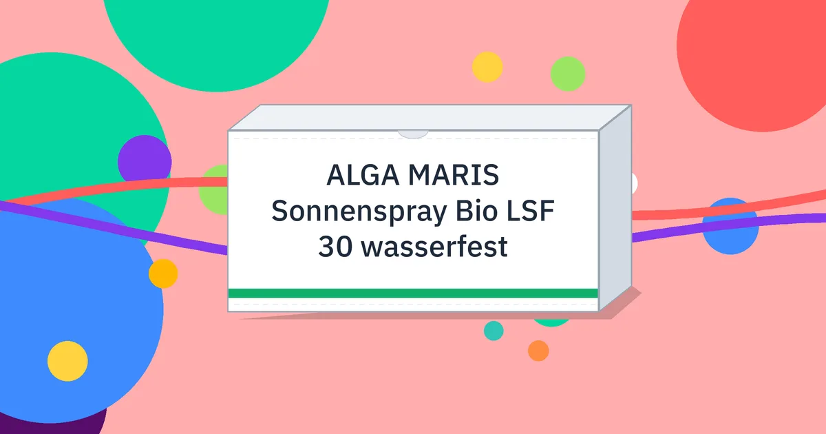 Symbolbild: Packung mit der Aufschrift ALGA MARIS Sonnenspray Bio LSF 30 wasserfest (PZN 16122952) – Verfügbarkeit und Bezug in Apotheken in Frankfurt am Main