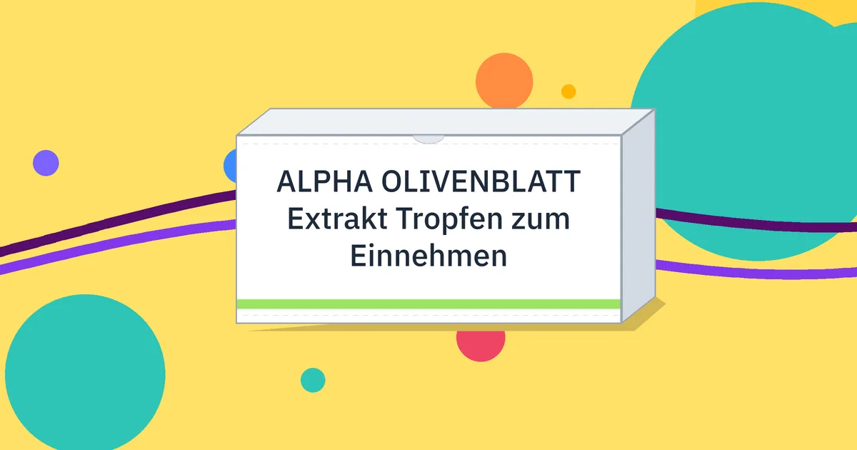 Symbolbild: Packung mit der Aufschrift ALPHA OLIVENBLATT Extrakt Tropfen zum Einnehmen (PZN 20097243) – Verfügbarkeit und Bezug in Apotheken in Frankfurt am Main