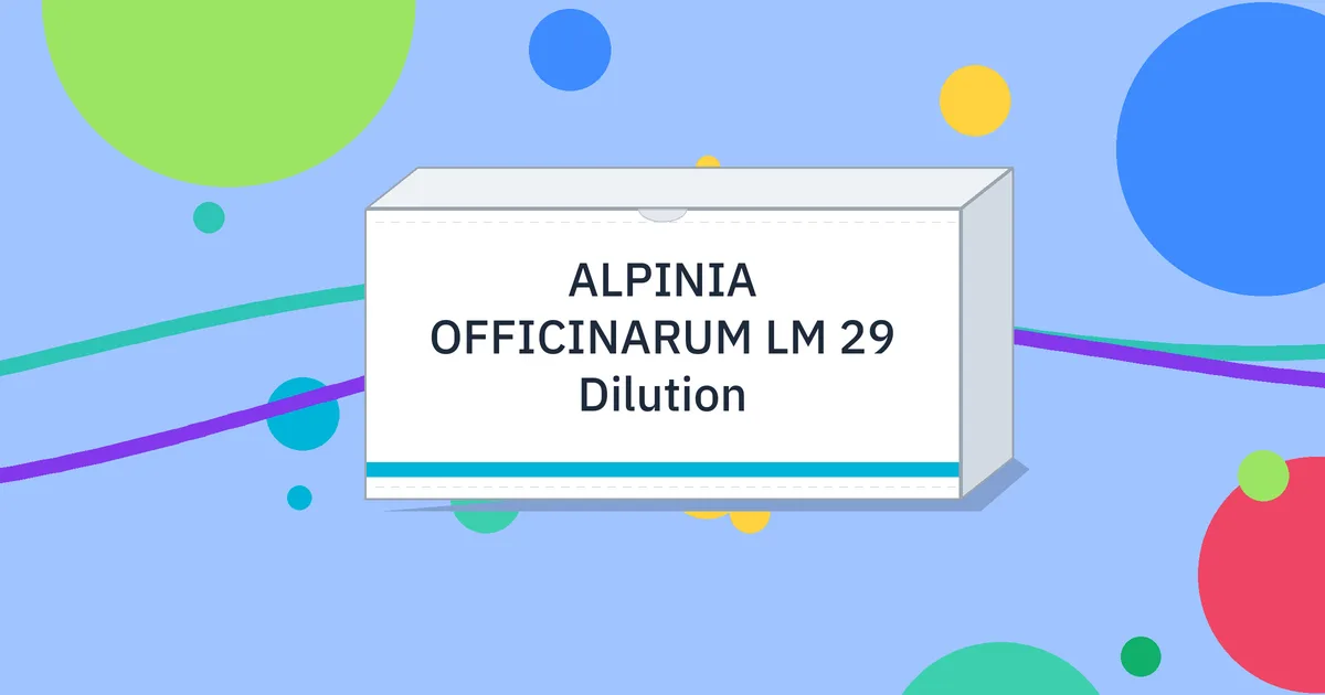 Symbolbild: Packung mit der Aufschrift ALPINIA OFFICINARUM LM 29 Dilution (PZN 13314059) – Verfügbarkeit und Bezug in Apotheken in Frankfurt am Main