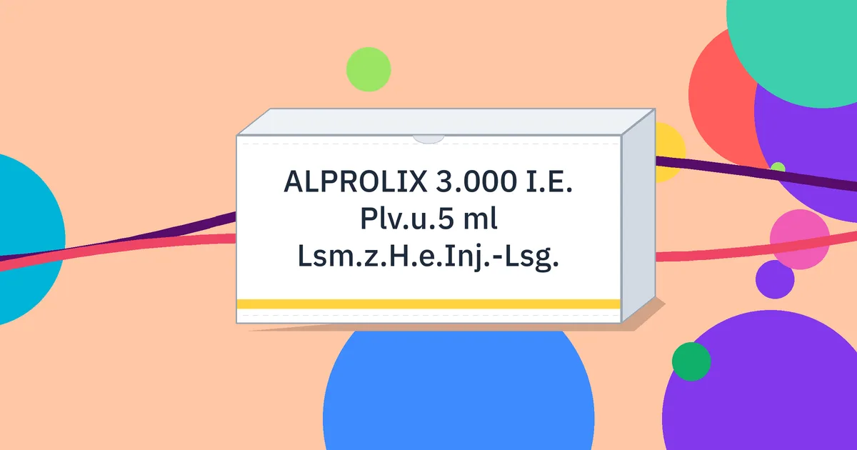 Symbolbild: Packung mit der Aufschrift ALPROLIX 3.000 I.E. Plv.u.5 ml Lsm.z.H.e.Inj.-Lsg. (PZN 17274687) – Verfügbarkeit und Bezug in Apotheken in Frankfurt am Main