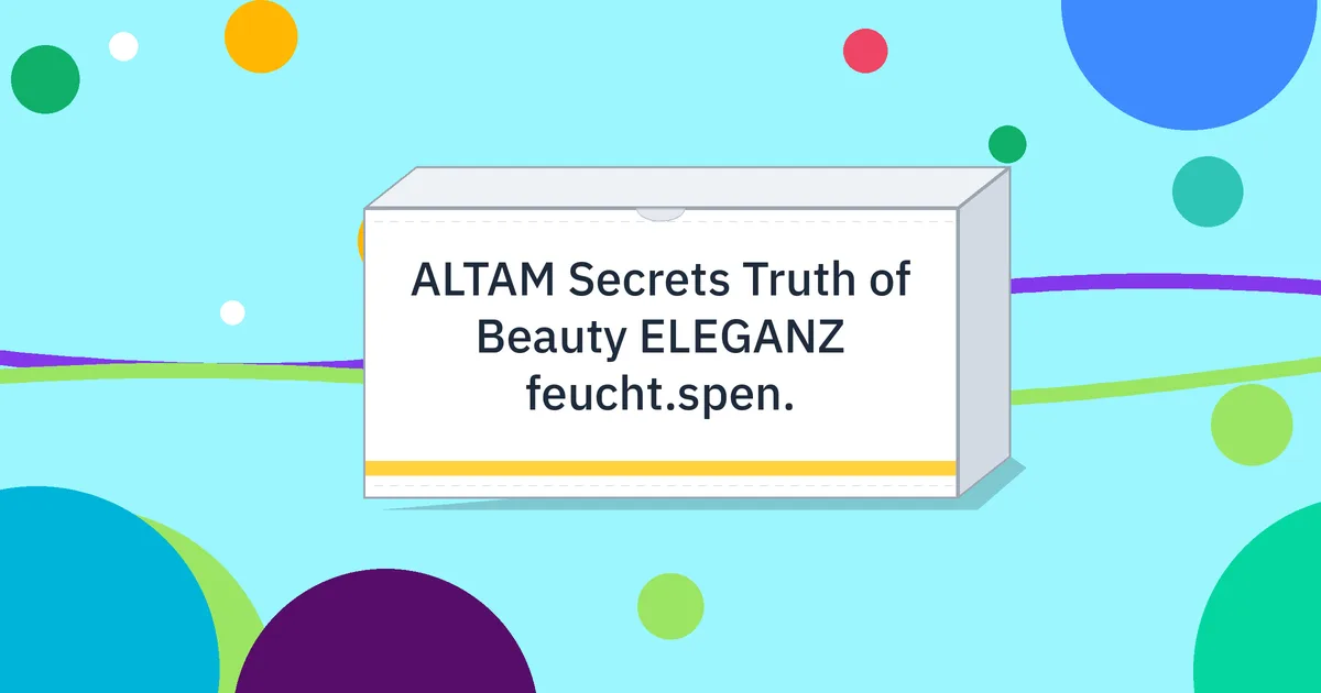 Symbolbild: Packung mit der Aufschrift ALTAM Secrets Truth of Beauty ELEGANZ feucht.spen. (PZN 17604044) – Verfügbarkeit und Bezug in Apotheken in Frankfurt am Main