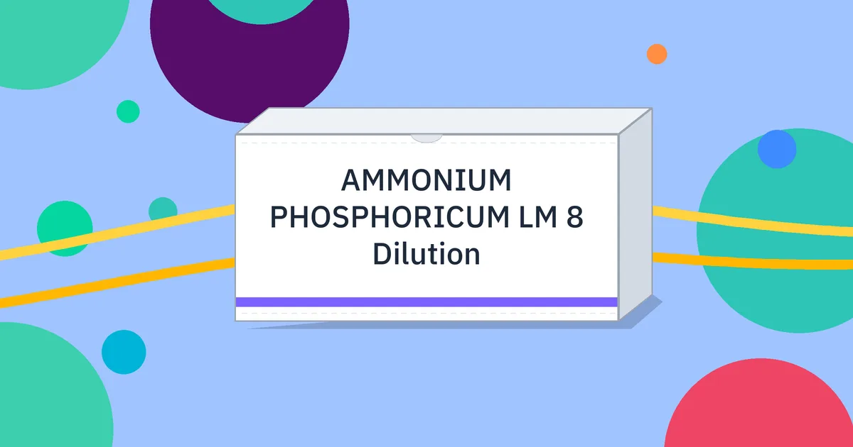Symbolbild: Packung mit der Aufschrift AMMONIUM PHOSPHORICUM LM 8 Dilution (PZN 13322225) – Verfügbarkeit und Bezug in Apotheken in Frankfurt am Main