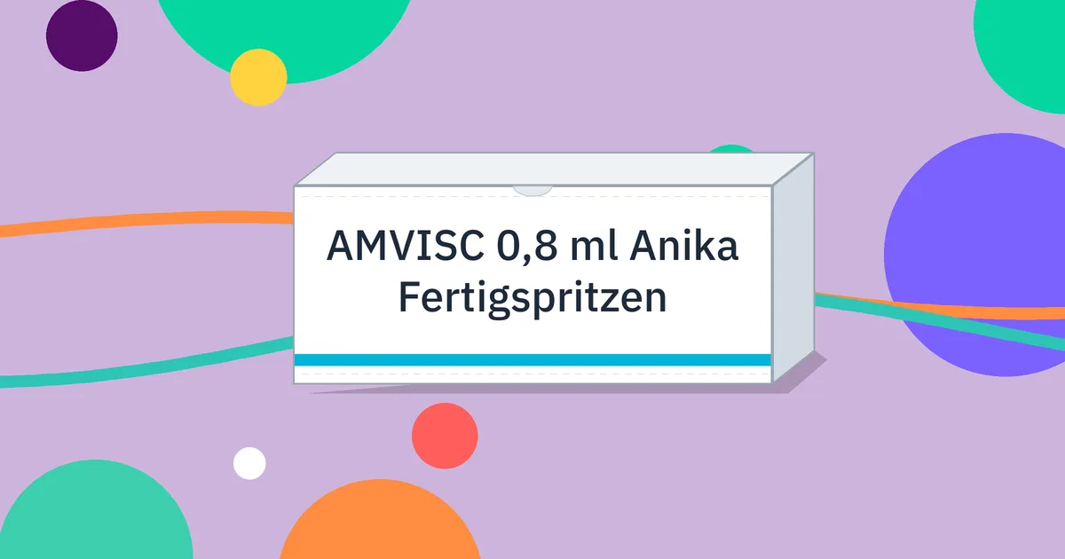 Symbolbild: Packung mit der Aufschrift AMVISC 0,8 ml Anika Fertigspritzen (PZN 08586318) – Verfügbarkeit und Bezug in Apotheken in Frankfurt am Main