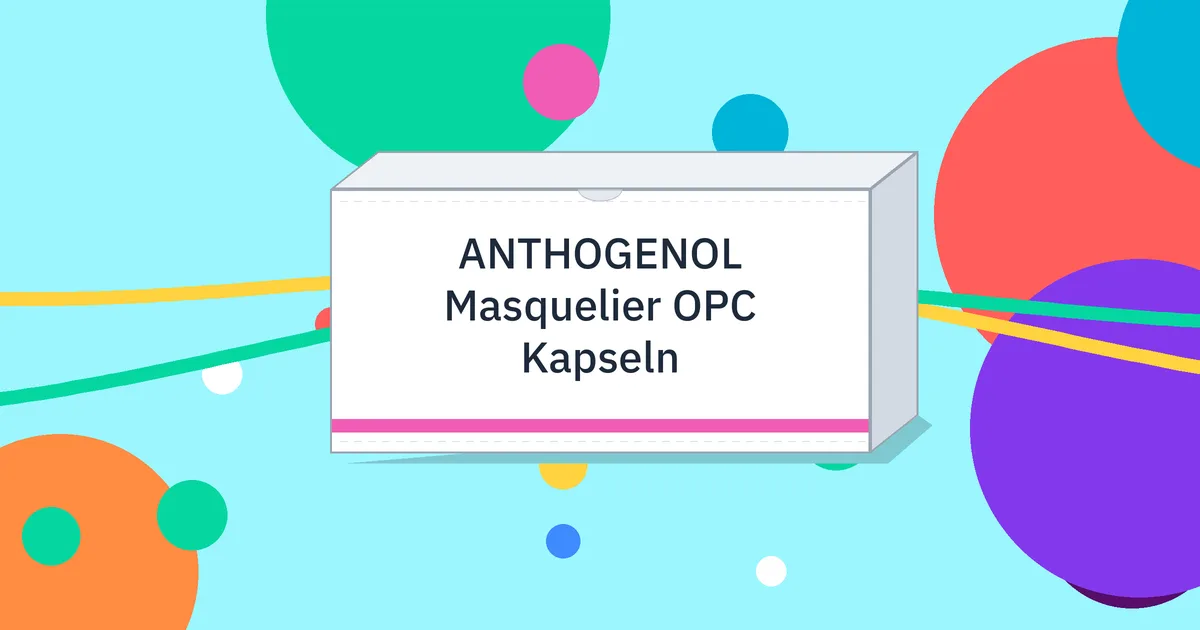 Symbolbild: Packung mit der Aufschrift ANTHOGENOL Masquelier OPC Kapseln (PZN 18907060) – Verfügbarkeit und Bezug in Apotheken in Frankfurt am Main