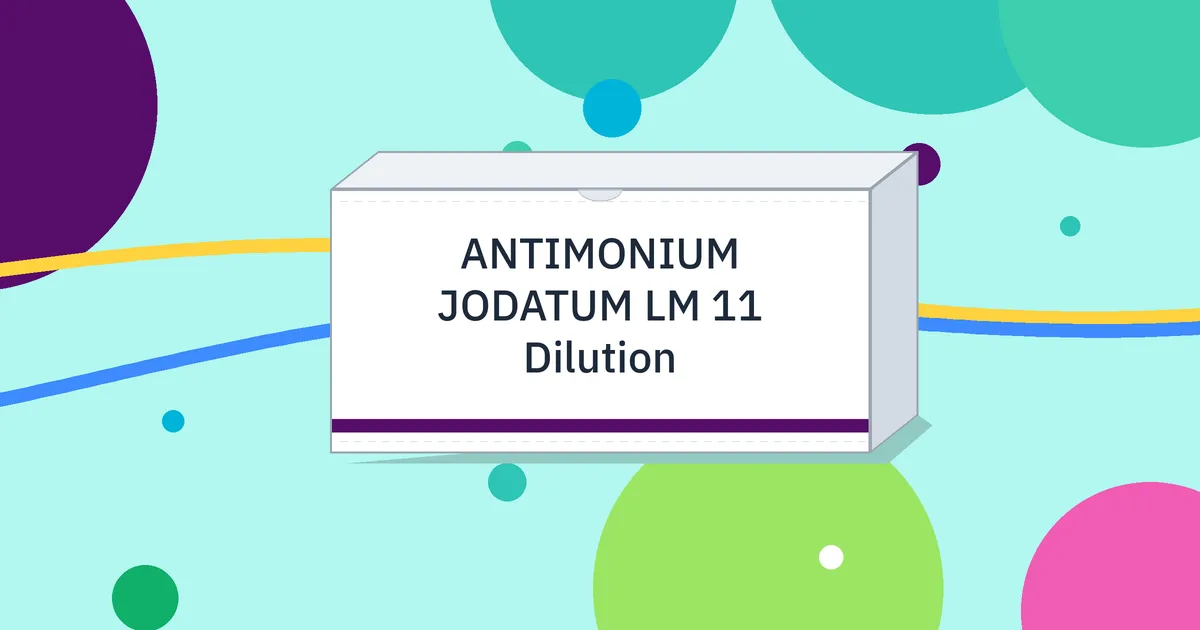Symbolbild: Packung mit der Aufschrift ANTIMONIUM JODATUM LM 11 Dilution (PZN 12764205) – Verfügbarkeit und Bezug in Apotheken in Frankfurt am Main
