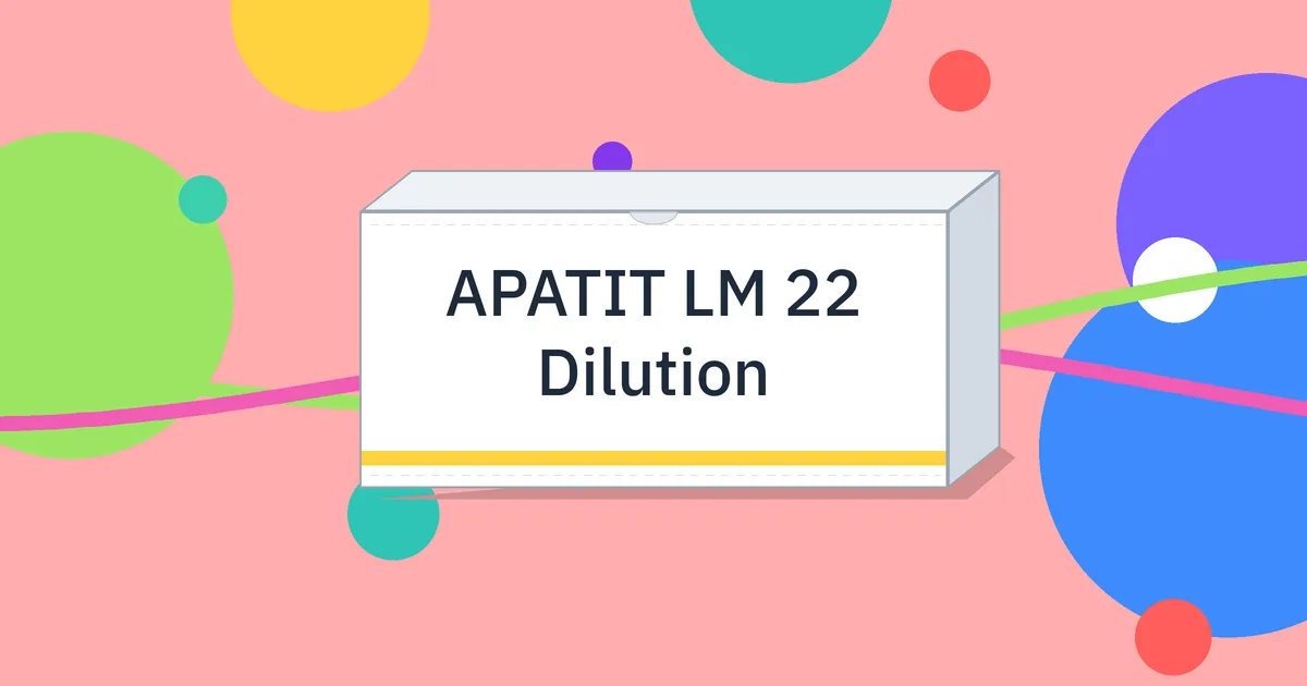 Symbolbild: Packung mit der Aufschrift APATIT LM 22 Dilution (PZN 13377568) – Verfügbarkeit und Bezug in Apotheken in Frankfurt am Main