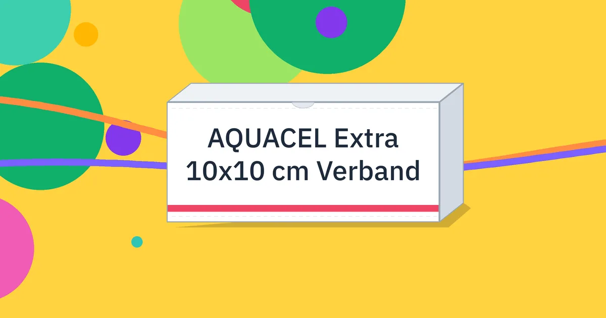 Symbolbild: Packung mit der Aufschrift AQUACEL Extra 10x10 cm Verband (PZN 16656820) – Verfügbarkeit und Bezug in Apotheken in Frankfurt am Main