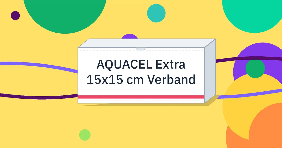 Symbolbild: Packung mit der Aufschrift AQUACEL Extra 15x15 cm Verband (PZN 11159695) – Verfügbarkeit und Bezug in Apotheken in Frankfurt am Main