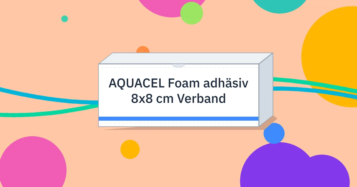 Symbolbild: Packung mit der Aufschrift AQUACEL Foam adhäsiv 8x8 cm Verband (PZN 13720635) – Verfügbarkeit und Bezug in Apotheken in Frankfurt am Main
