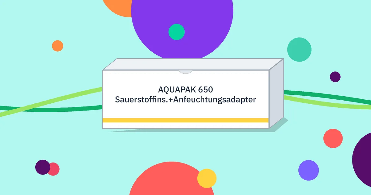 Symbolbild: Packung mit der Aufschrift AQUAPAK 650 Sauerstoffins.+Anfeuchtungsadapter (PZN 05991857) – Verfügbarkeit und Bezug in Apotheken in Frankfurt am Main