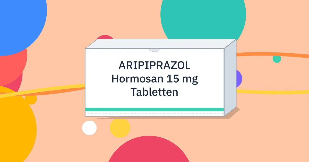 Symbolbild: Packung mit der Aufschrift ARIPIPRAZOL Hormosan 15 mg Tabletten (PZN 10754378) – Verfügbarkeit und Bezug in Apotheken in Frankfurt am Main