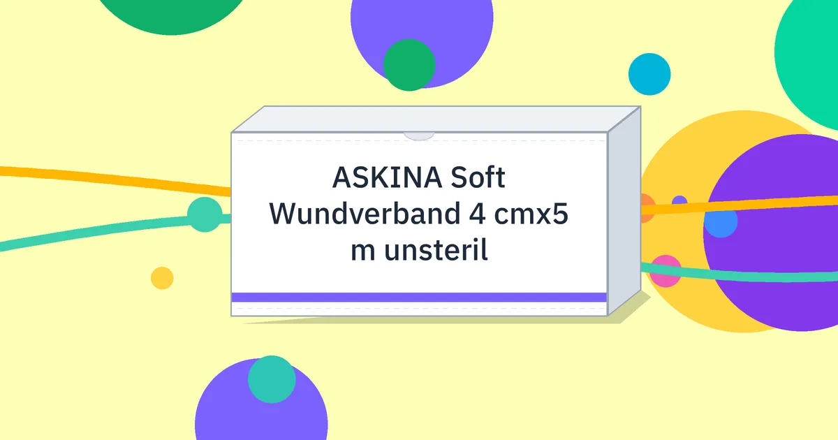 Symbolbild: Packung mit der Aufschrift ASKINA Soft Wundverband 4 cmx5 m unsteril (PZN 11183995) – Verfügbarkeit und Bezug in Apotheken in Frankfurt am Main