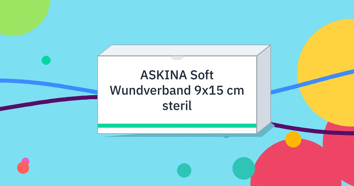 Symbolbild: Packung mit der Aufschrift ASKINA Soft Wundverband 9x15 cm steril (PZN 19266019) – Verfügbarkeit und Bezug in Apotheken in Frankfurt am Main