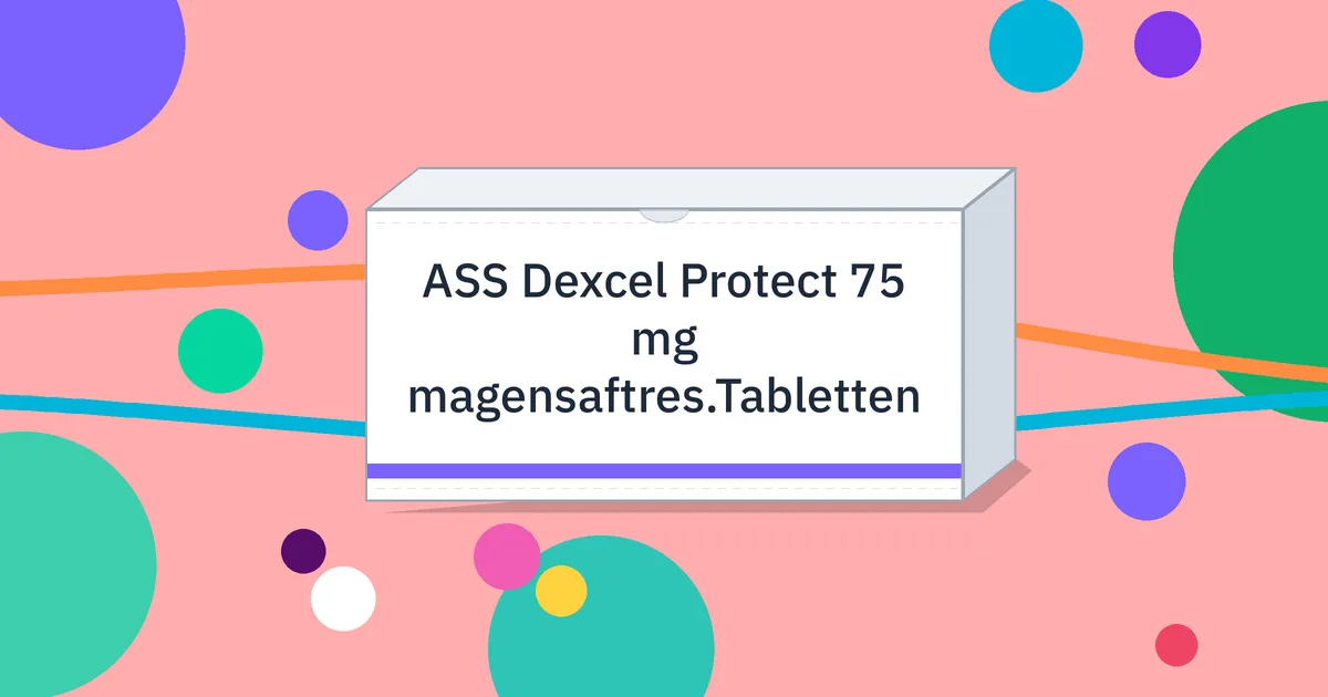Symbolbild: Packung mit der Aufschrift ASS Dexcel Protect 75 mg magensaftres.Tabletten (PZN 09372849) – Verfügbarkeit und Bezug in Apotheken in Frankfurt am Main