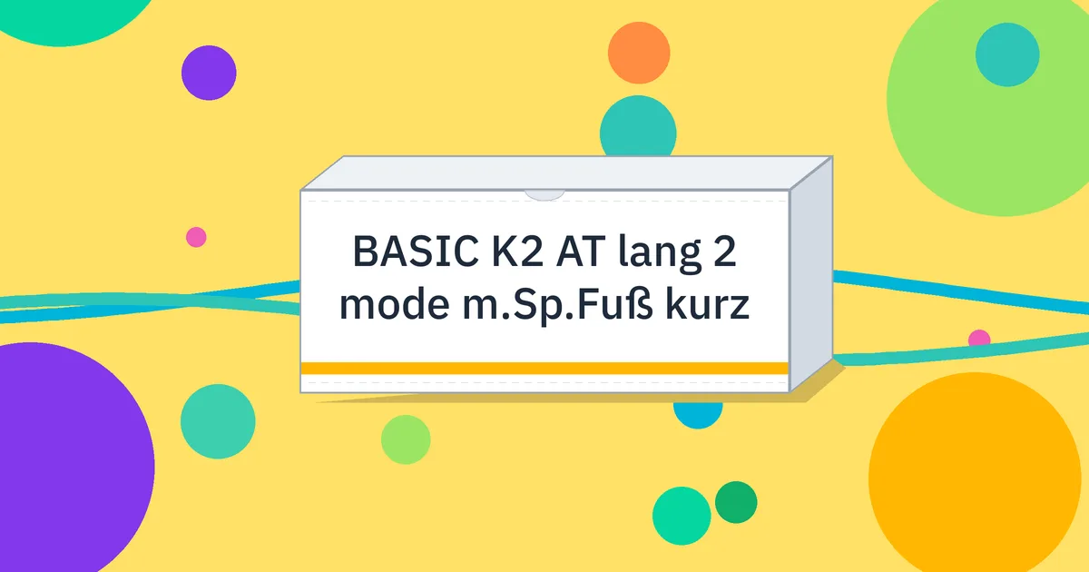 Symbolbild: Packung mit der Aufschrift BASIC K2 AT lang 2 mode m.Sp.Fuß kurz (PZN 20269023) – Verfügbarkeit und Bezug in Apotheken in Frankfurt am Main