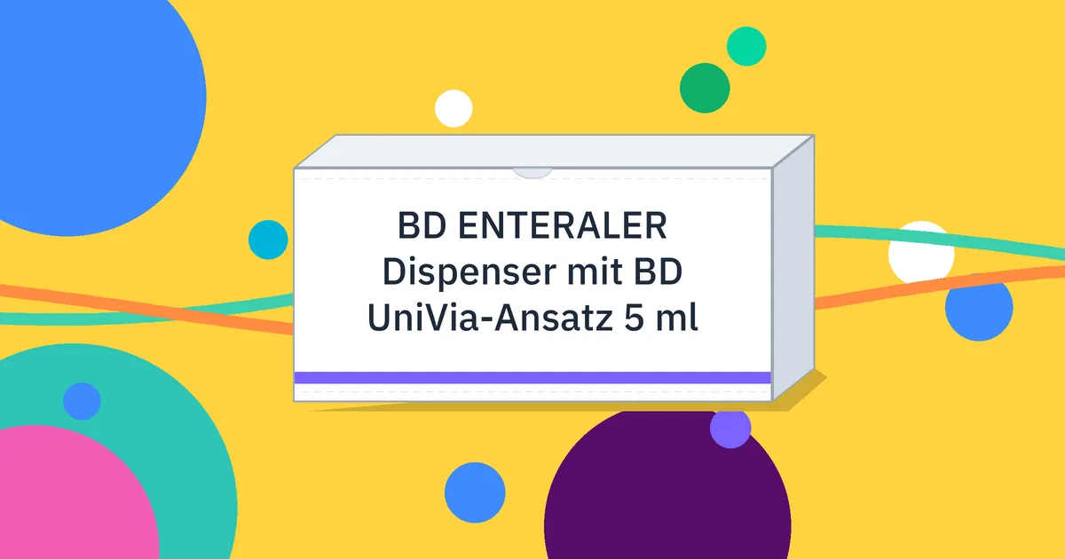 Symbolbild: Packung mit der Aufschrift BD ENTERALER Dispenser mit BD UniVia-Ansatz 5 ml (PZN 08446681) – Verfügbarkeit und Bezug in Apotheken in Frankfurt am Main