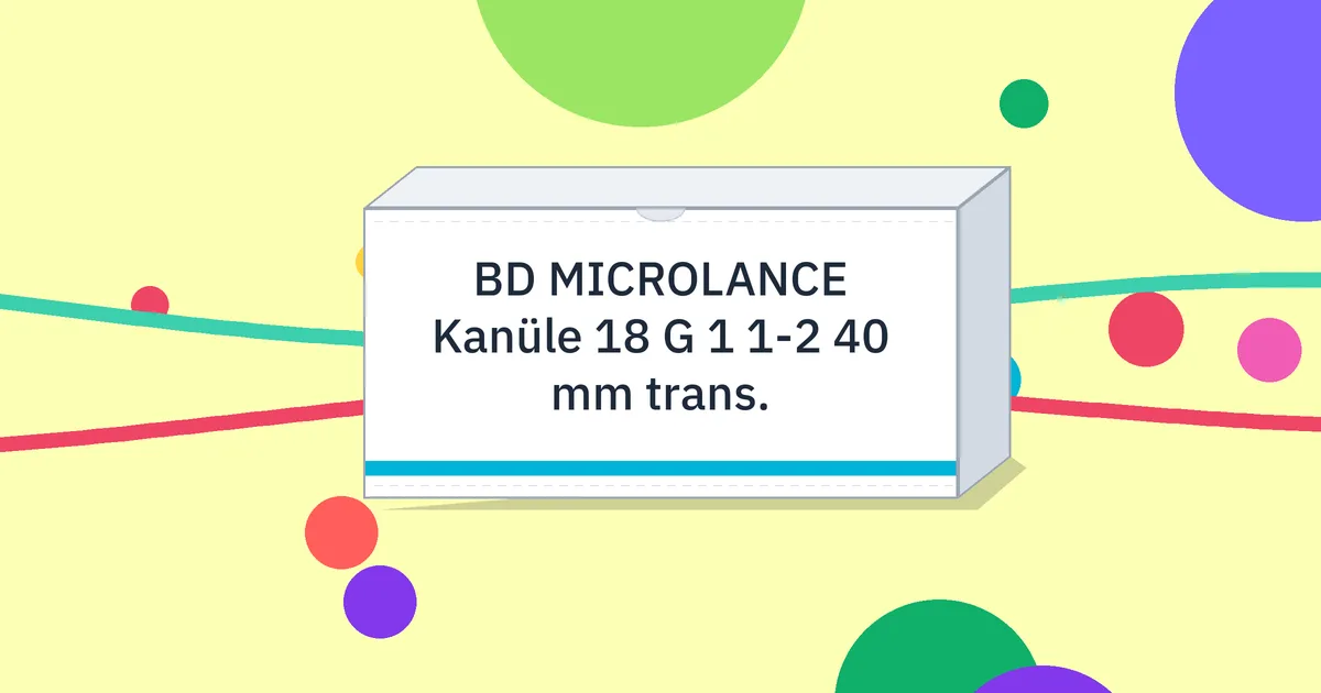 Symbolbild: Packung mit der Aufschrift BD MICROLANCE Kanüle 18 G 1 1-2 40 mm trans. (PZN 03087071) – Verfügbarkeit und Bezug in Apotheken in Frankfurt am Main