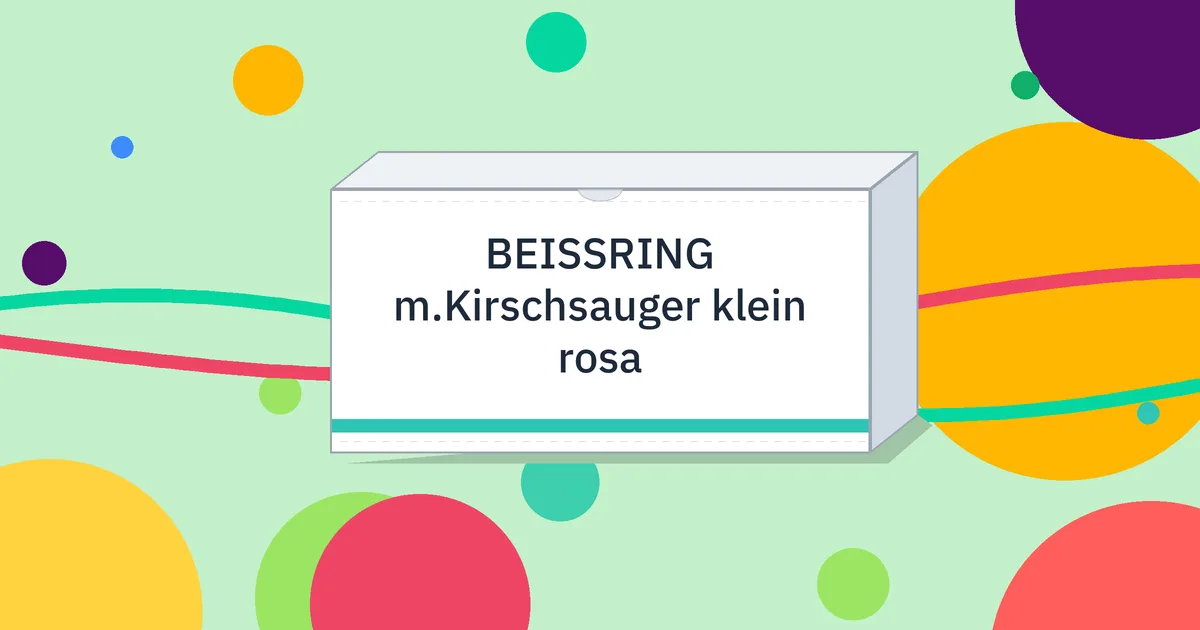 Symbolbild: Packung mit der Aufschrift BEISSRING m.Kirschsauger klein rosa (PZN 01724183) – Verfügbarkeit und Bezug in Apotheken in Frankfurt am Main