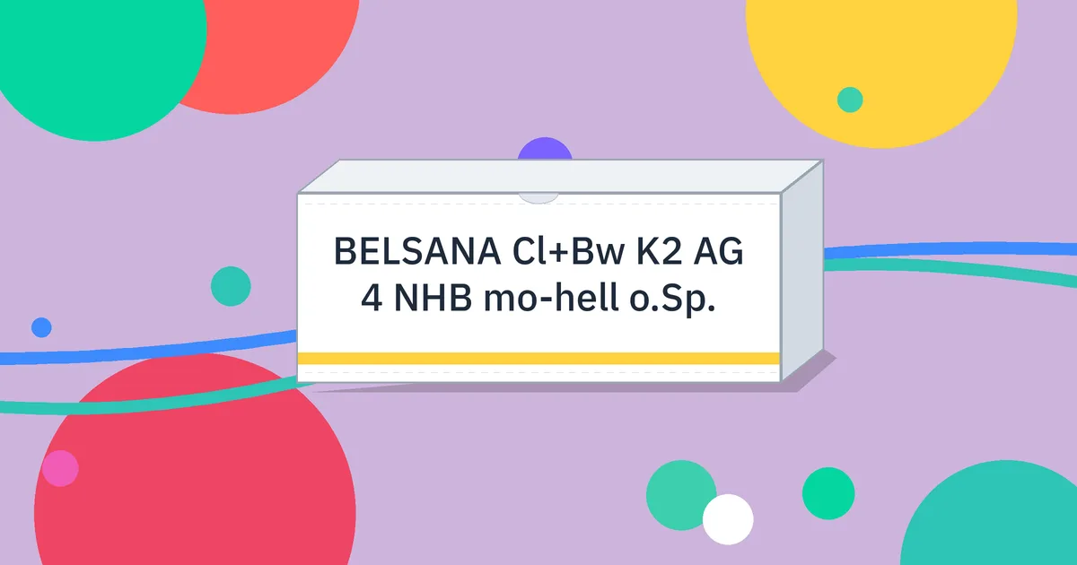 Symbolbild: Packung mit der Aufschrift BELSANA Cl+Bw K2 AG 4 NHB mo-hell o.Sp. (PZN 12247289) – Verfügbarkeit und Bezug in Apotheken in Frankfurt am Main