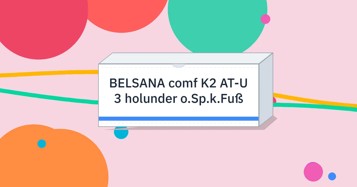 Symbolbild: Packung mit der Aufschrift BELSANA comf K2 AT-U 3 holunder o.Sp.k.Fuß (PZN 12333712) – Verfügbarkeit und Bezug in Apotheken in Frankfurt am Main