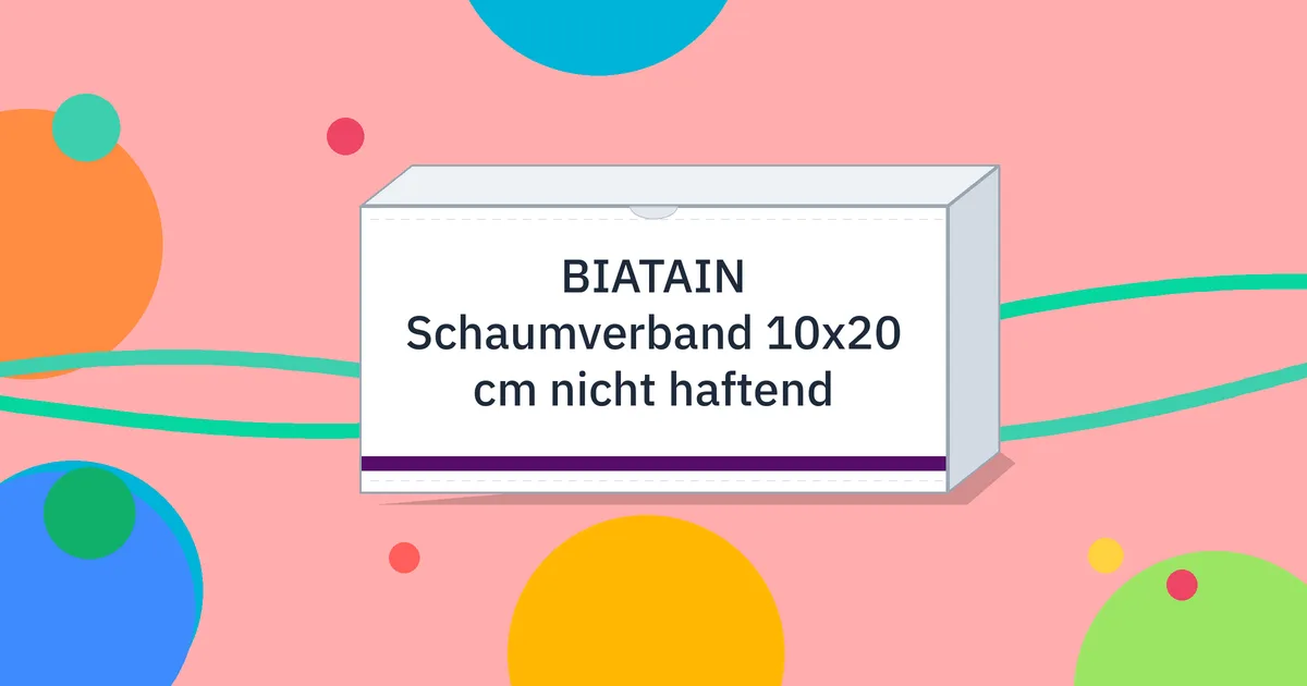 Symbolbild: Packung mit der Aufschrift BIATAIN Schaumverband 10x20 cm nicht haftend (PZN 18840226) – Verfügbarkeit und Bezug in Apotheken in Frankfurt am Main