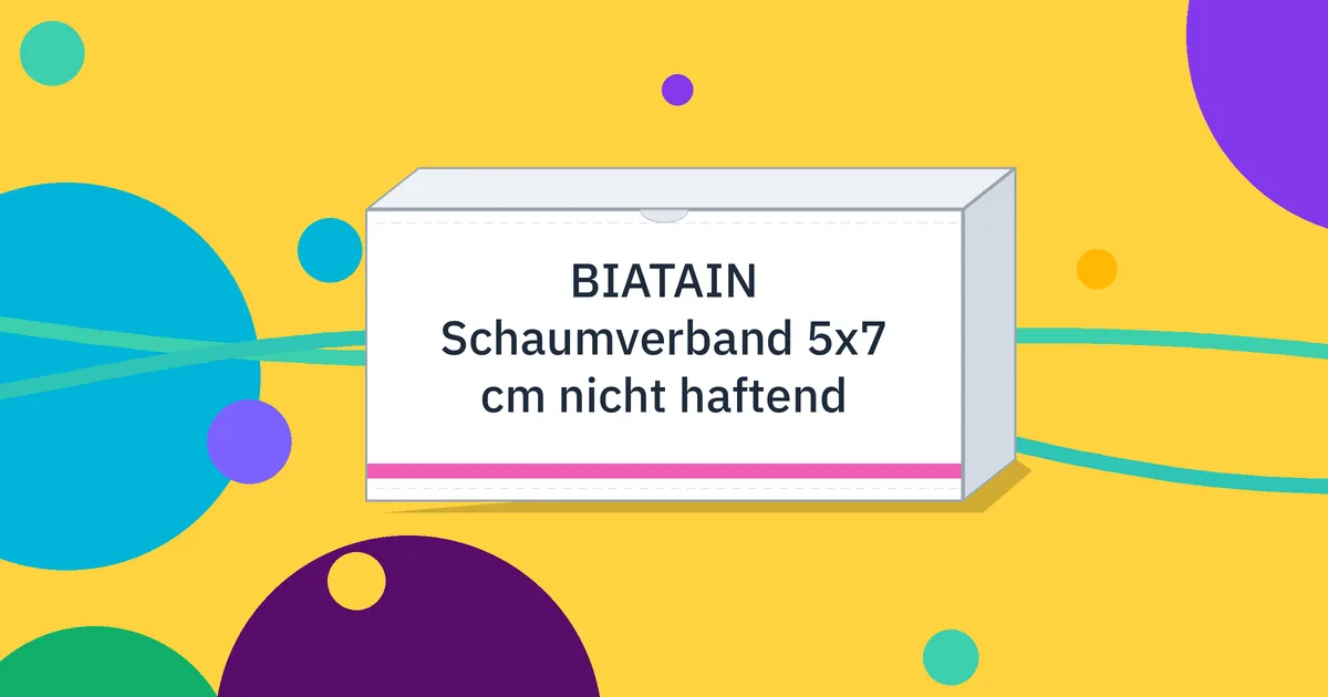 Symbolbild: Packung mit der Aufschrift BIATAIN Schaumverband 5x7 cm nicht haftend (PZN 01848028) – Verfügbarkeit und Bezug in Apotheken in Frankfurt am Main