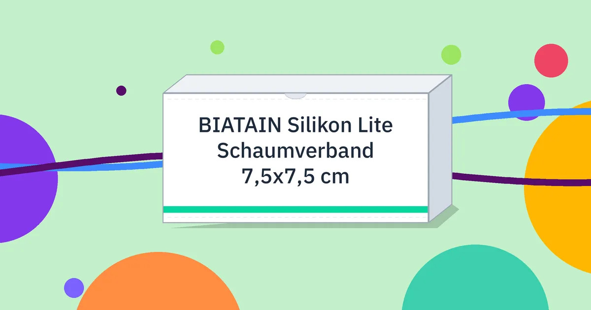 Symbolbild: Packung mit der Aufschrift BIATAIN Silikon Lite Schaumverband 7,5x7,5 cm (PZN 09731403) – Verfügbarkeit und Bezug in Apotheken in Frankfurt am Main