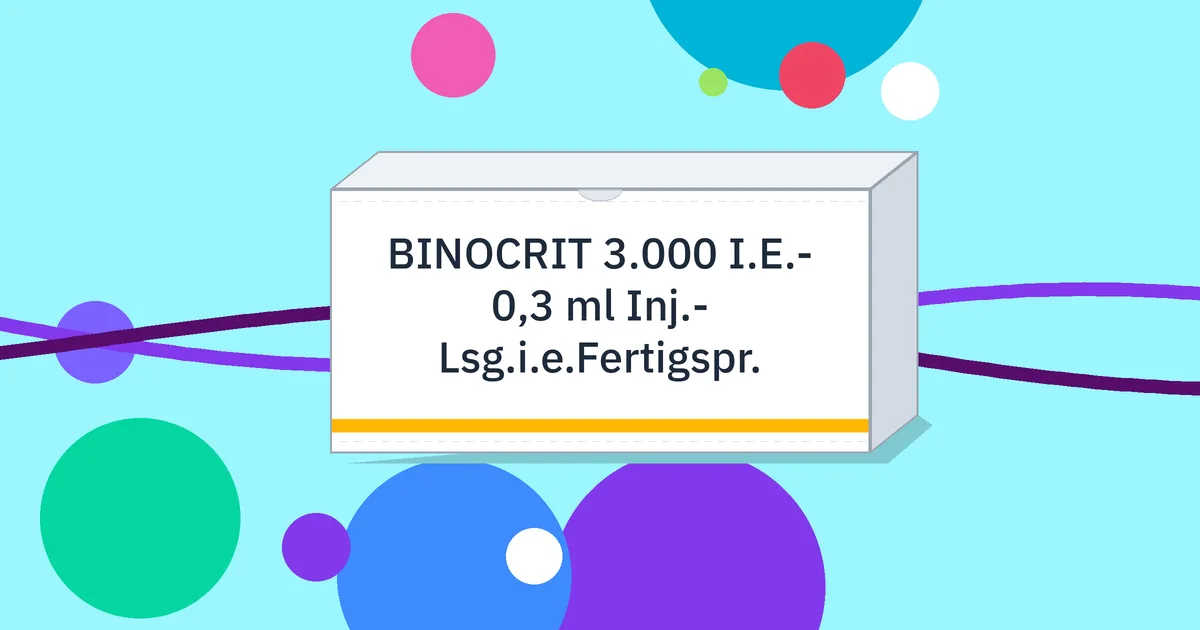 Symbolbild: Packung mit der Aufschrift BINOCRIT 3.000 I.E.-0,3 ml Inj.-Lsg.i.e.Fertigspr. (PZN 14129080) – Verfügbarkeit und Bezug in Apotheken in Frankfurt am Main