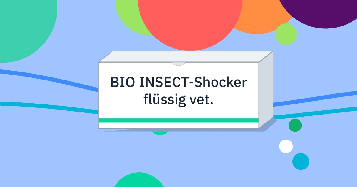 Symbolbild: Packung mit der Aufschrift BIO INSECT-Shocker flüssig vet. (PZN 05742195) – Verfügbarkeit und Bezug in Apotheken in Frankfurt am Main