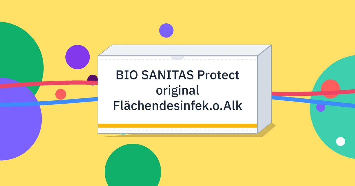 Symbolbild: Packung mit der Aufschrift BIO SANITAS Protect original Flächendesinfek.o.Alk (PZN 18727056) – Verfügbarkeit und Bezug in Apotheken in Frankfurt am Main