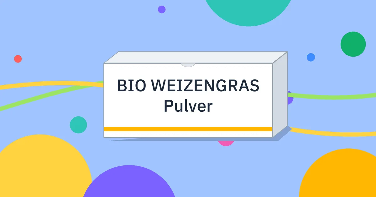 Symbolbild: Packung mit der Aufschrift BIO WEIZENGRAS Pulver (PZN 09463115) – Verfügbarkeit und Bezug in Apotheken in Frankfurt am Main