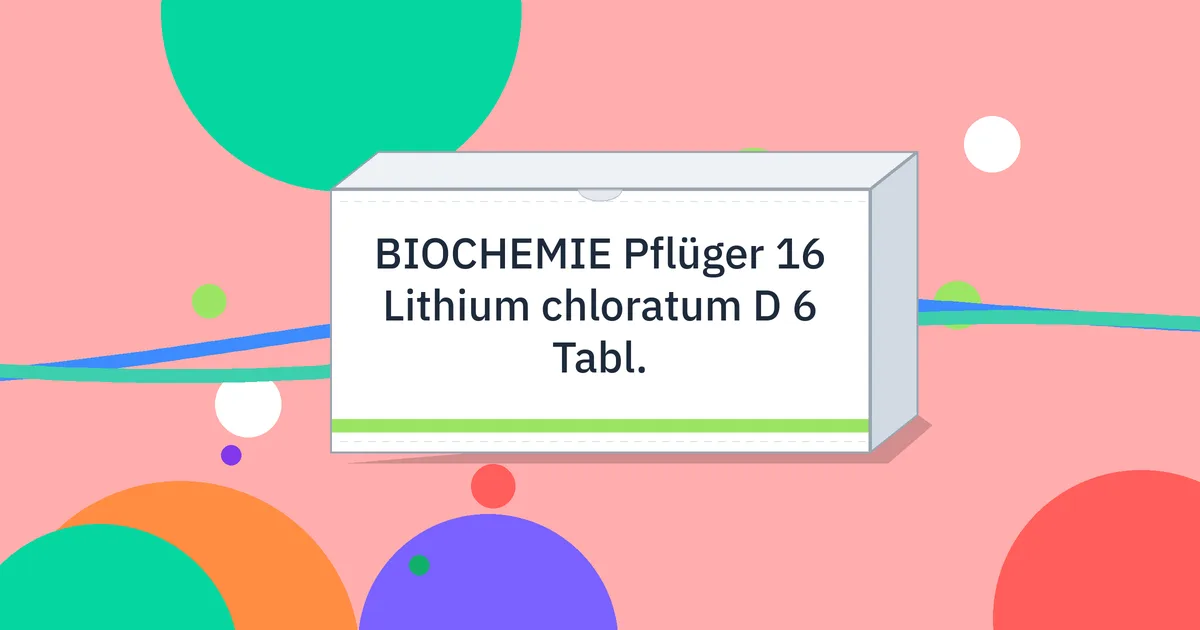 Symbolbild: Packung mit der Aufschrift BIOCHEMIE Pflüger 16 Lithium chloratum D 6 Tabl. (PZN 06322288) – Verfügbarkeit und Bezug in Apotheken in Frankfurt am Main