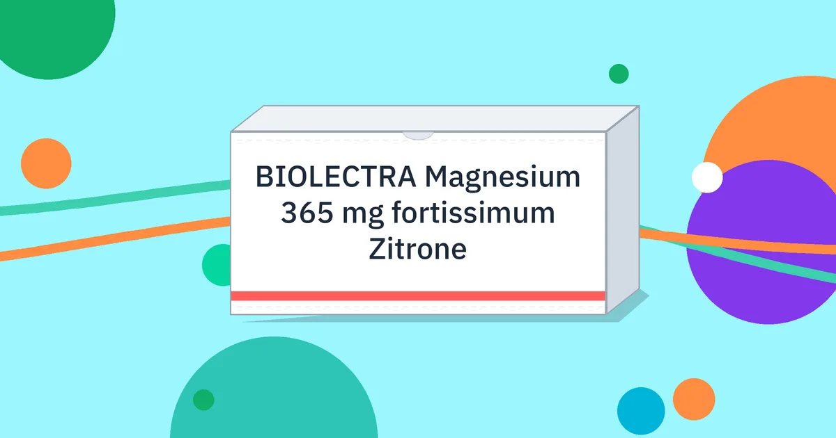 Symbolbild: Packung mit der Aufschrift BIOLECTRA Magnesium 365 mg fortissimum Zitrone (PZN 06649552) – Verfügbarkeit und Bezug in Apotheken in Frankfurt am Main