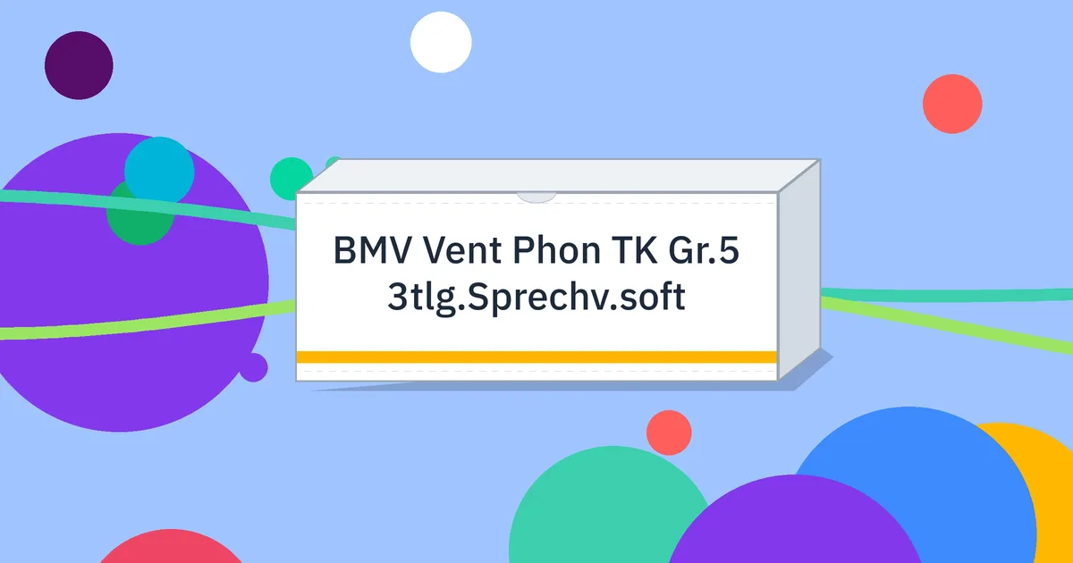 Symbolbild: Packung mit der Aufschrift BMV Vent Phon TK Gr.5 3tlg.Sprechv.soft (PZN 18385710) – Verfügbarkeit und Bezug in Apotheken in Frankfurt am Main