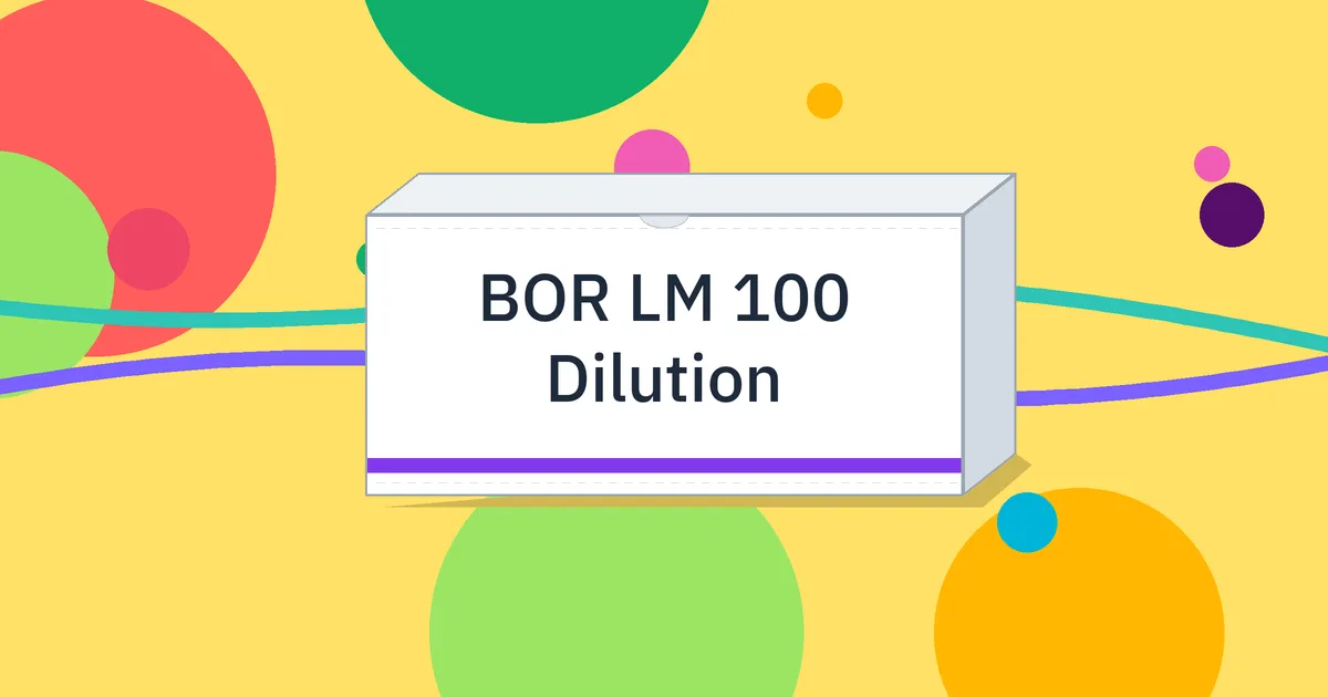 Symbolbild: Packung mit der Aufschrift BOR LM 100 Dilution (PZN 12795950) – Verfügbarkeit und Bezug in Apotheken in Frankfurt am Main