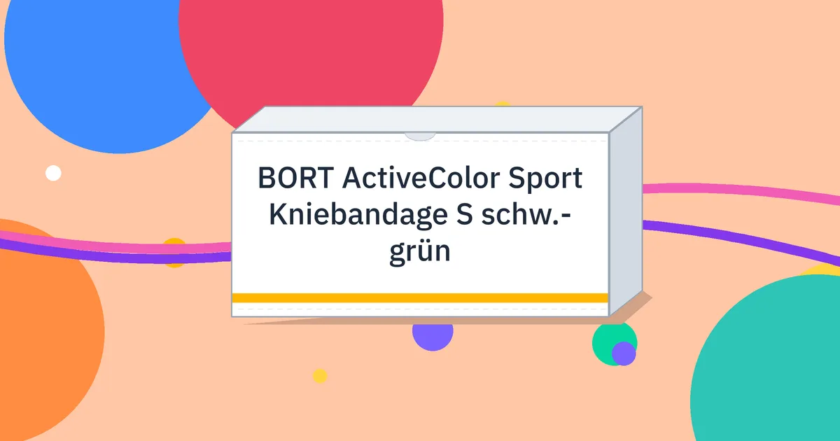 Symbolbild: Packung mit der Aufschrift BORT ActiveColor Sport Kniebandage S schw.-grün (PZN 12573787) – Verfügbarkeit und Bezug in Apotheken in Frankfurt am Main