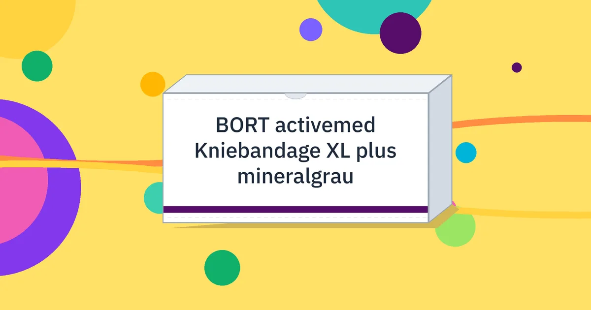 Symbolbild: Packung mit der Aufschrift BORT activemed Kniebandage XL plus mineralgrau (PZN 12602046) – Verfügbarkeit und Bezug in Apotheken in Frankfurt am Main
