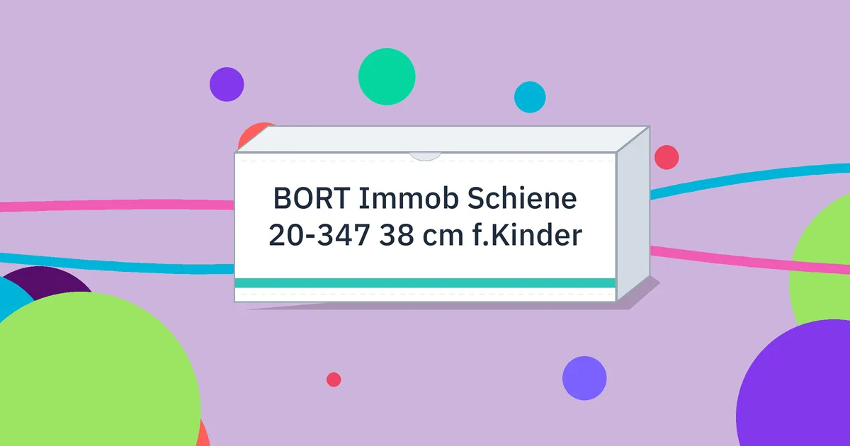 Symbolbild: Packung mit der Aufschrift BORT Immob Schiene 20-347 38 cm f.Kinder (PZN 06085138) – Verfügbarkeit und Bezug in Apotheken in Frankfurt am Main