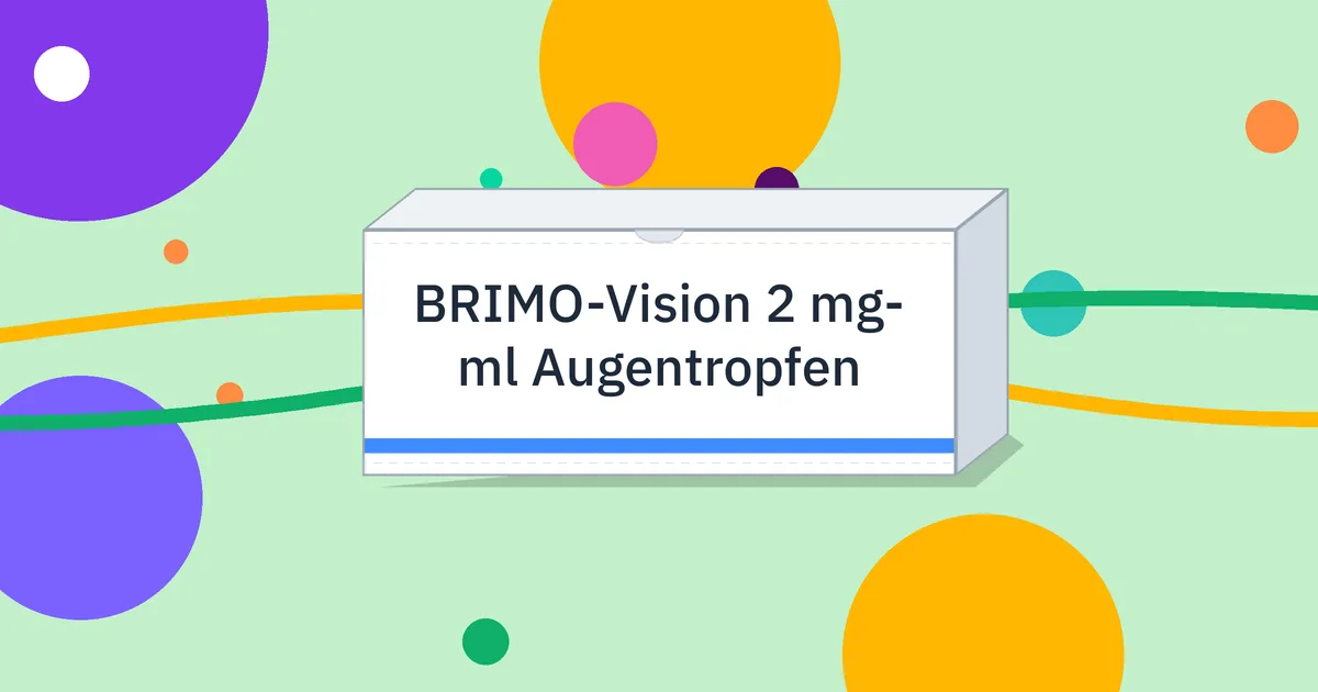 Symbolbild: Packung mit der Aufschrift BRIMO-Vision 2 mg-ml Augentropfen (PZN 02035830) – Verfügbarkeit und Bezug in Apotheken in Frankfurt am Main