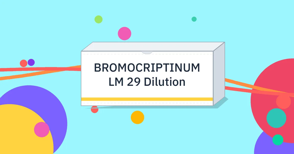 Symbolbild: Packung mit der Aufschrift BROMOCRIPTINUM LM 29 Dilution (PZN 13396933) – Verfügbarkeit und Bezug in Apotheken in Frankfurt am Main