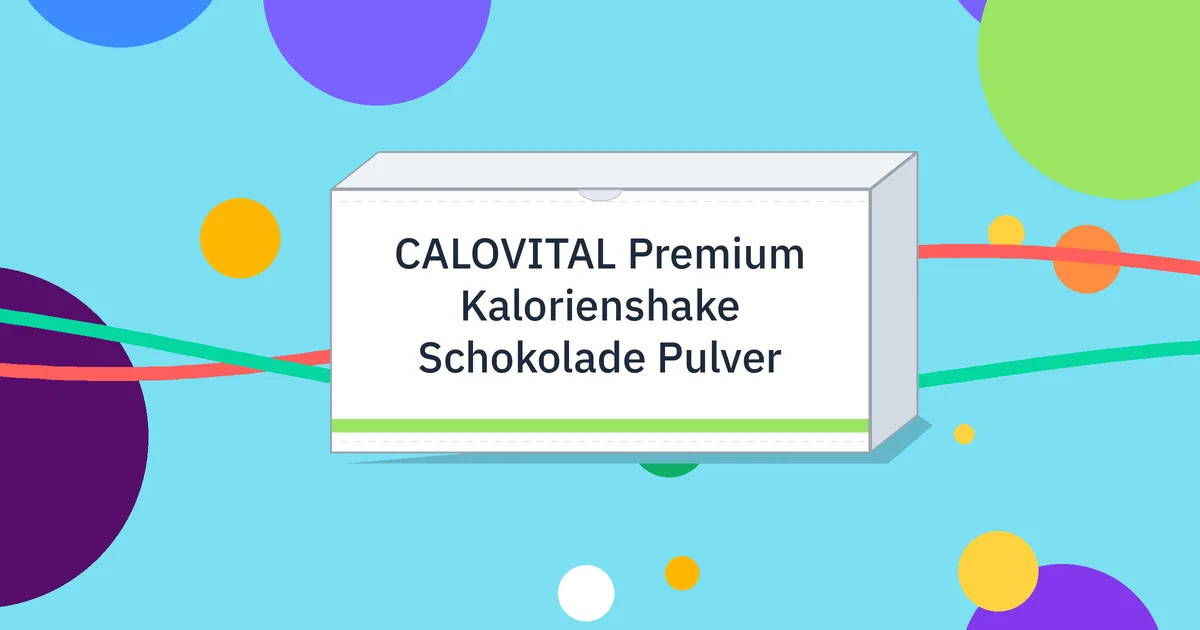 Symbolbild: Packung mit der Aufschrift CALOVITAL Premium Kalorienshake Schokolade Pulver (PZN 18724922) – Verfügbarkeit und Bezug in Apotheken in Frankfurt am Main