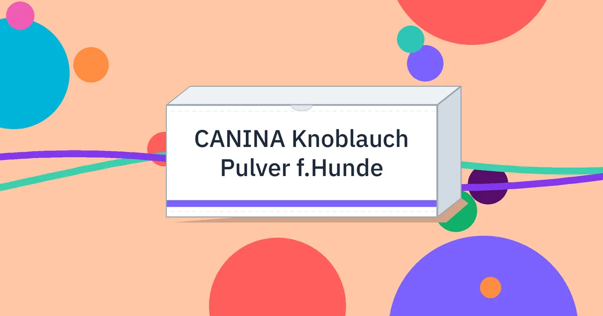 Symbolbild: Packung mit der Aufschrift CANINA Knoblauch Pulver f.Hunde (PZN 04544056) – Verfügbarkeit und Bezug in Apotheken in Frankfurt am Main