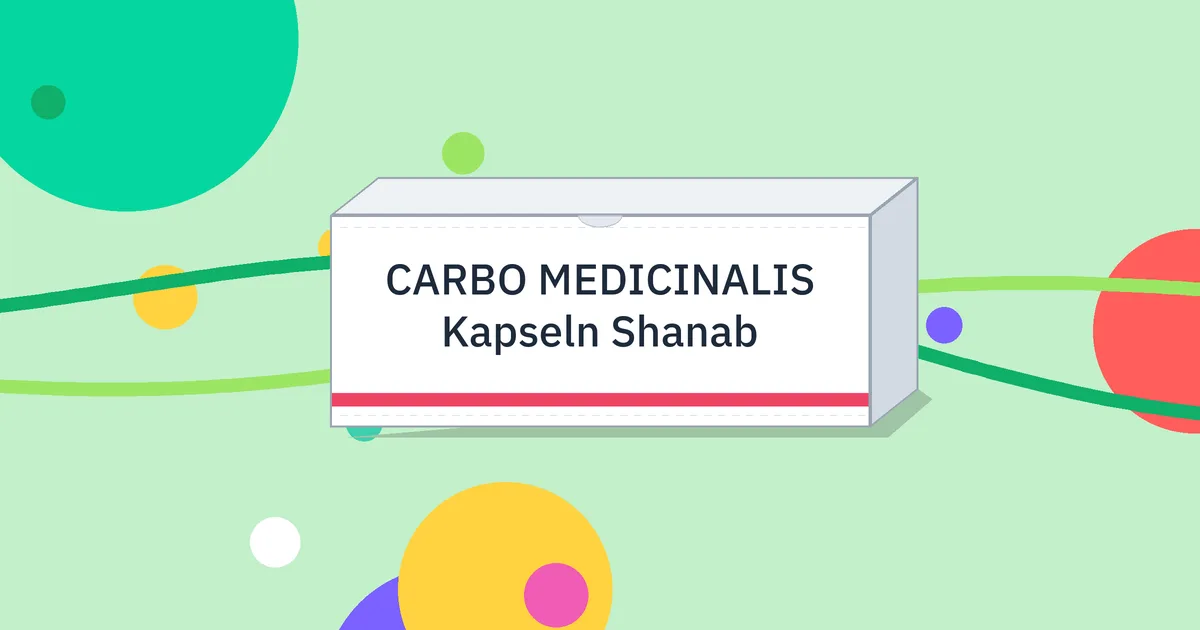 Symbolbild: Packung mit der Aufschrift CARBO MEDICINALIS Kapseln Shanab (PZN 15887196) – Verfügbarkeit und Bezug in Apotheken in Frankfurt am Main