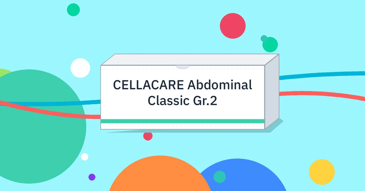Symbolbild: Packung mit der Aufschrift CELLACARE Abdominal Classic Gr.2 (PZN 20549113) – Verfügbarkeit und Bezug in Apotheken in Frankfurt am Main