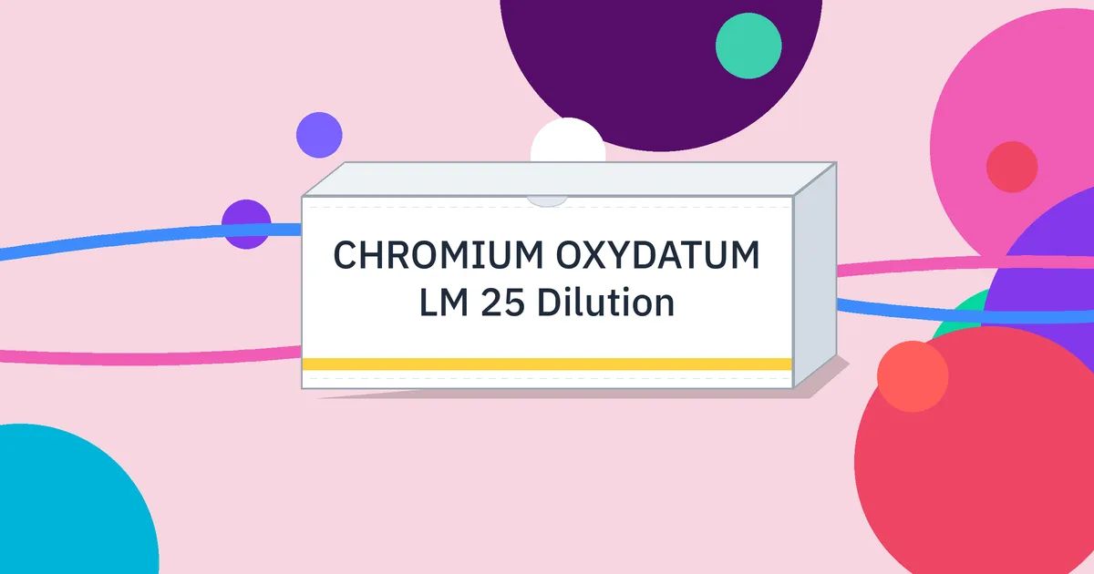 Symbolbild: Packung mit der Aufschrift CHROMIUM OXYDATUM LM 25 Dilution (PZN 13445666) – Verfügbarkeit und Bezug in Apotheken in Frankfurt am Main