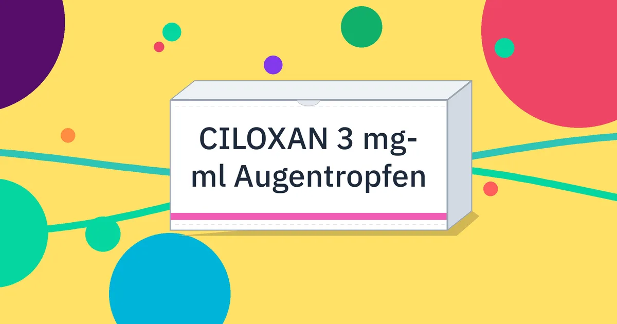 Symbolbild: Packung mit der Aufschrift CILOXAN 3 mg-ml Augentropfen (PZN 19177356) – Verfügbarkeit und Bezug in Apotheken in Frankfurt am Main