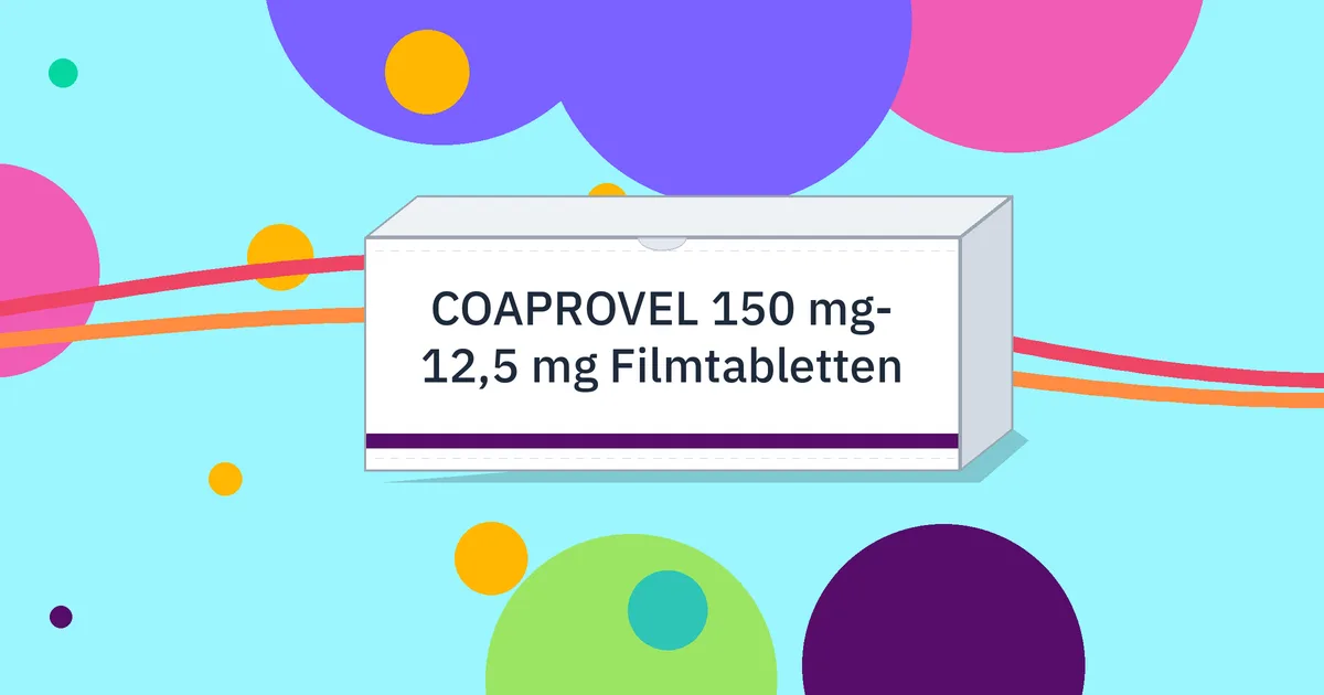 Symbolbild: Packung mit der Aufschrift COAPROVEL 150 mg-12,5 mg Filmtabletten (PZN 10754591) – Verfügbarkeit und Bezug in Apotheken in Frankfurt am Main