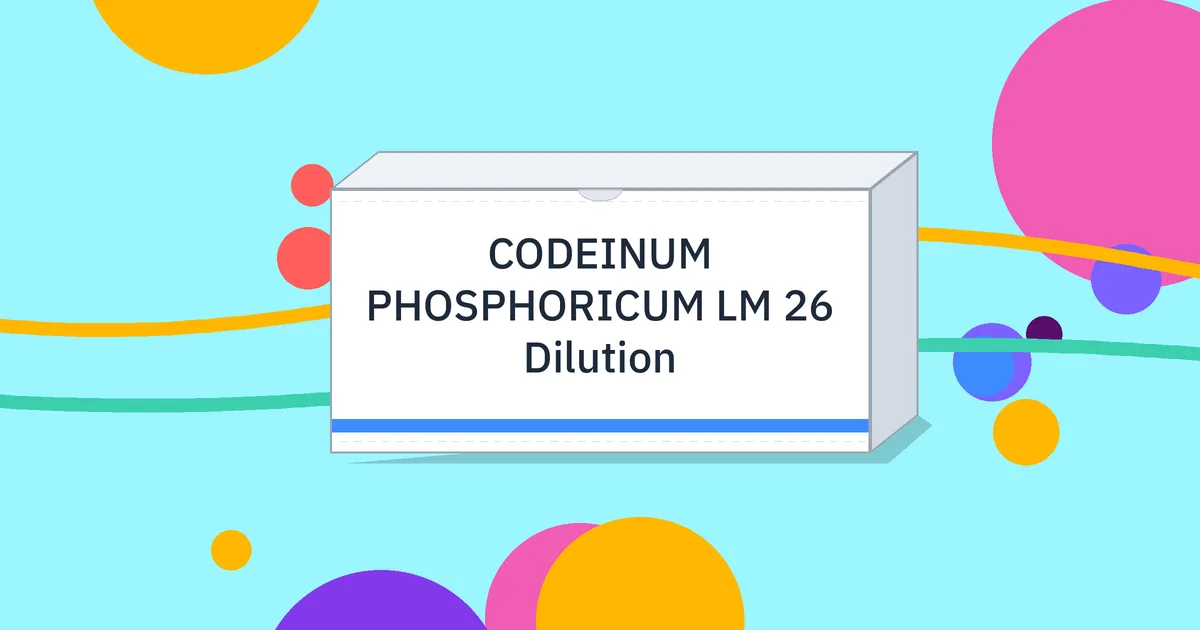 Symbolbild: Packung mit der Aufschrift CODEINUM PHOSPHORICUM LM 26 Dilution (PZN 12830132) – Verfügbarkeit und Bezug in Apotheken in Frankfurt am Main