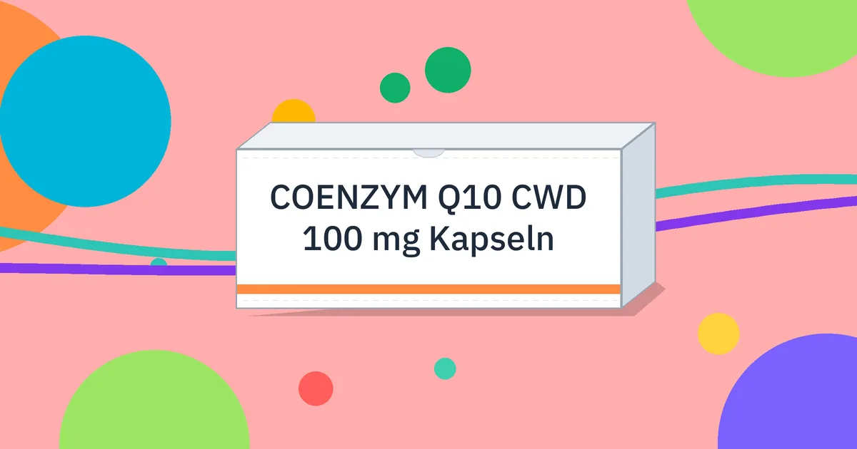 Symbolbild: Packung mit der Aufschrift COENZYM Q10 CWD 100 mg Kapseln (PZN 16770929) – Verfügbarkeit und Bezug in Apotheken in Frankfurt am Main
